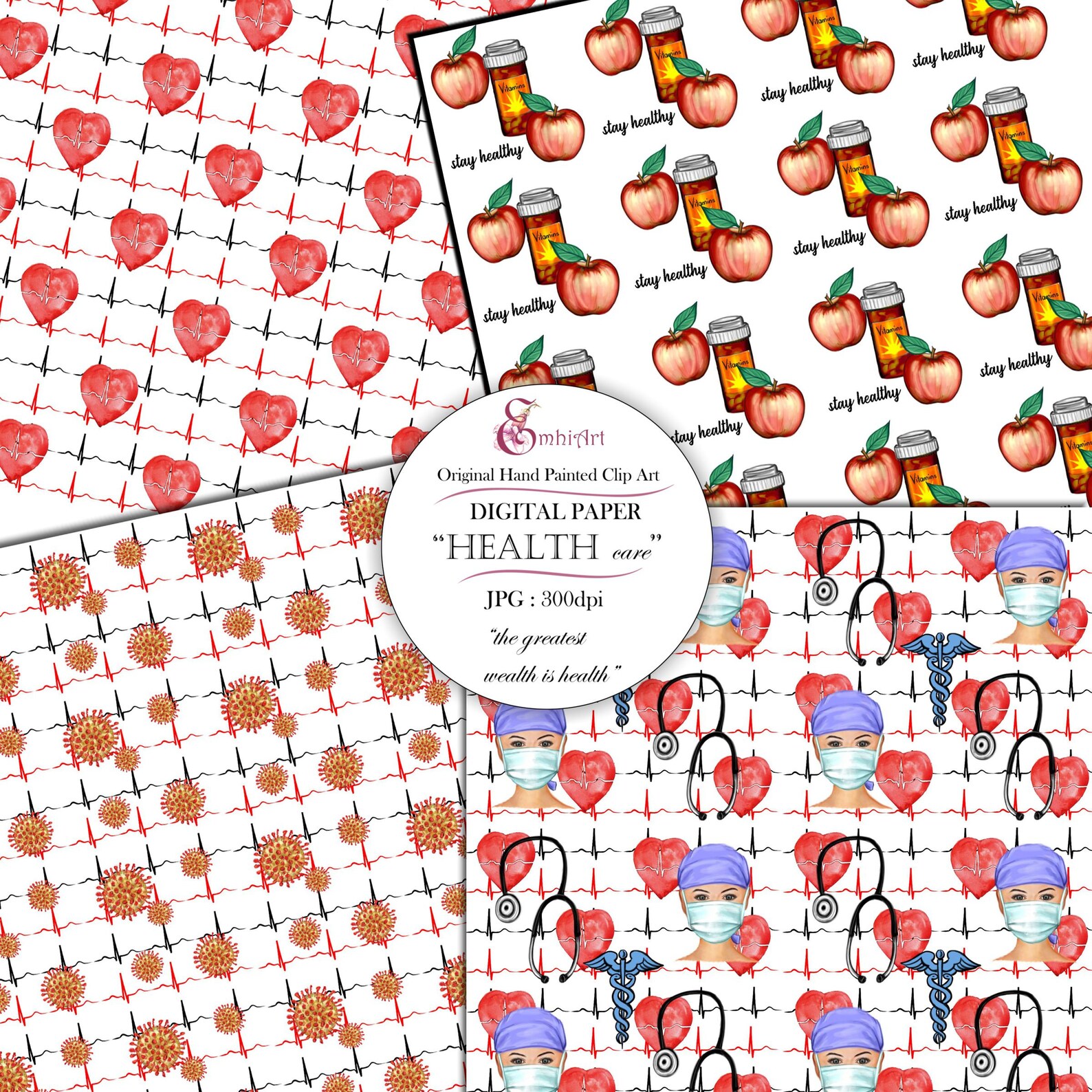 HEALTHCARE Digital Paper Pack. Surface Design Kit. Medical. | Etsy