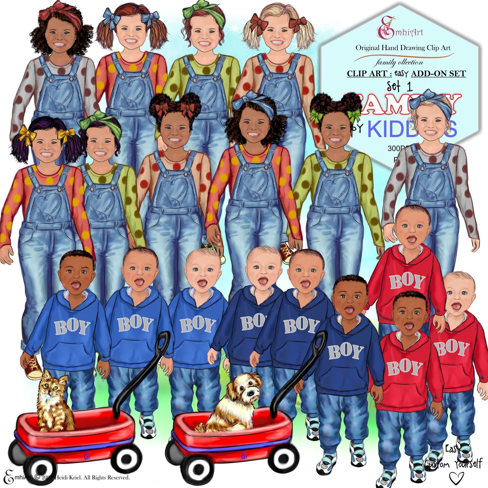 Happy KIDDIES Family Clipart Sets. Add-on Custom Clipart Kit. | Etsy