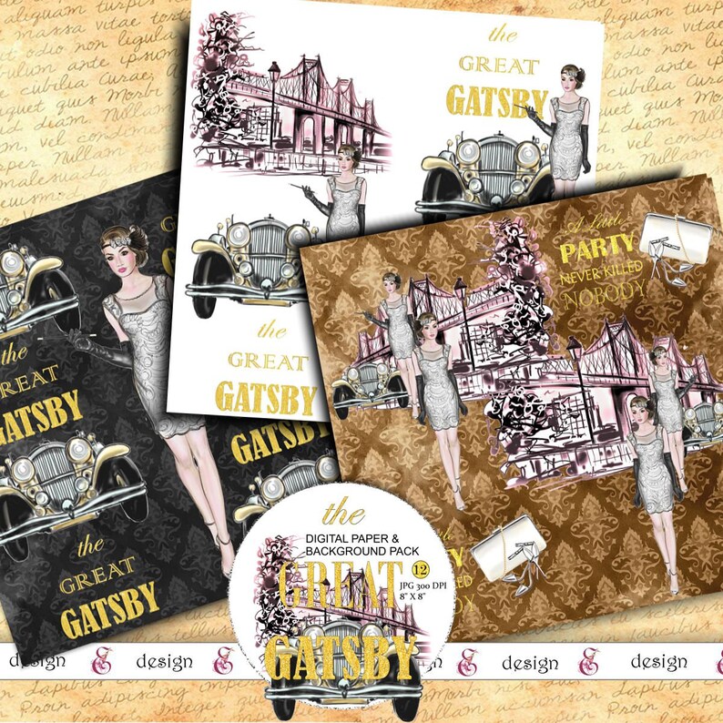 The GREAT Gatsby Digital PAPER BACKGROUND Set of 12 : Instant | Etsy