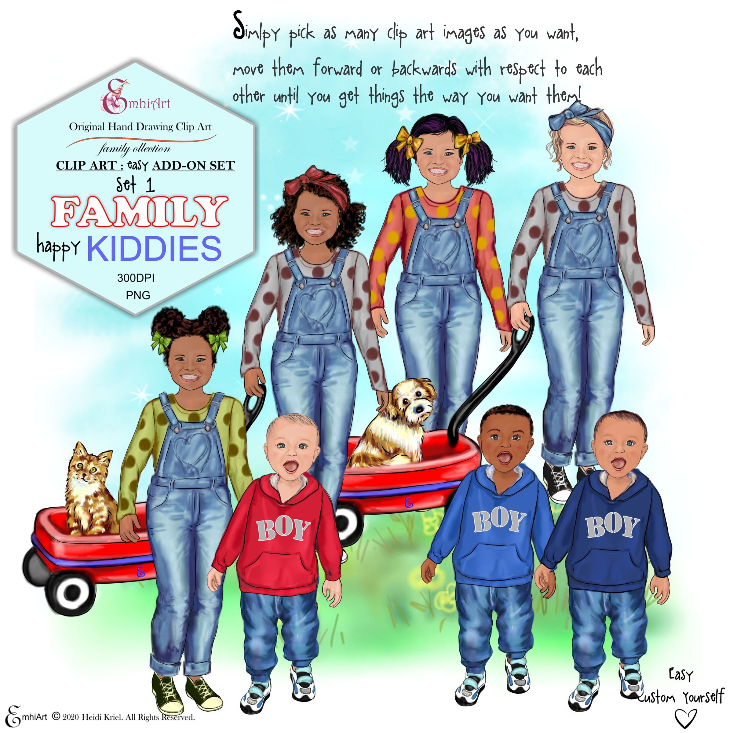 Happy KIDDIES Family Clipart Sets. Add-on Custom Clipart Kit. | Etsy