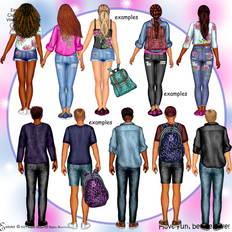 Cool Teen Boy and Girl Custom Clip Art Bundle. Cute Teen BFF - Etsy