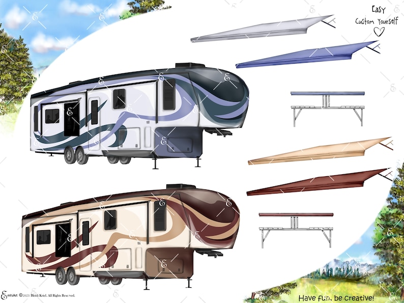 Motorhomes 5th WHEEL RV Camper Clip Art Bundle No 3. Awnings - Etsy