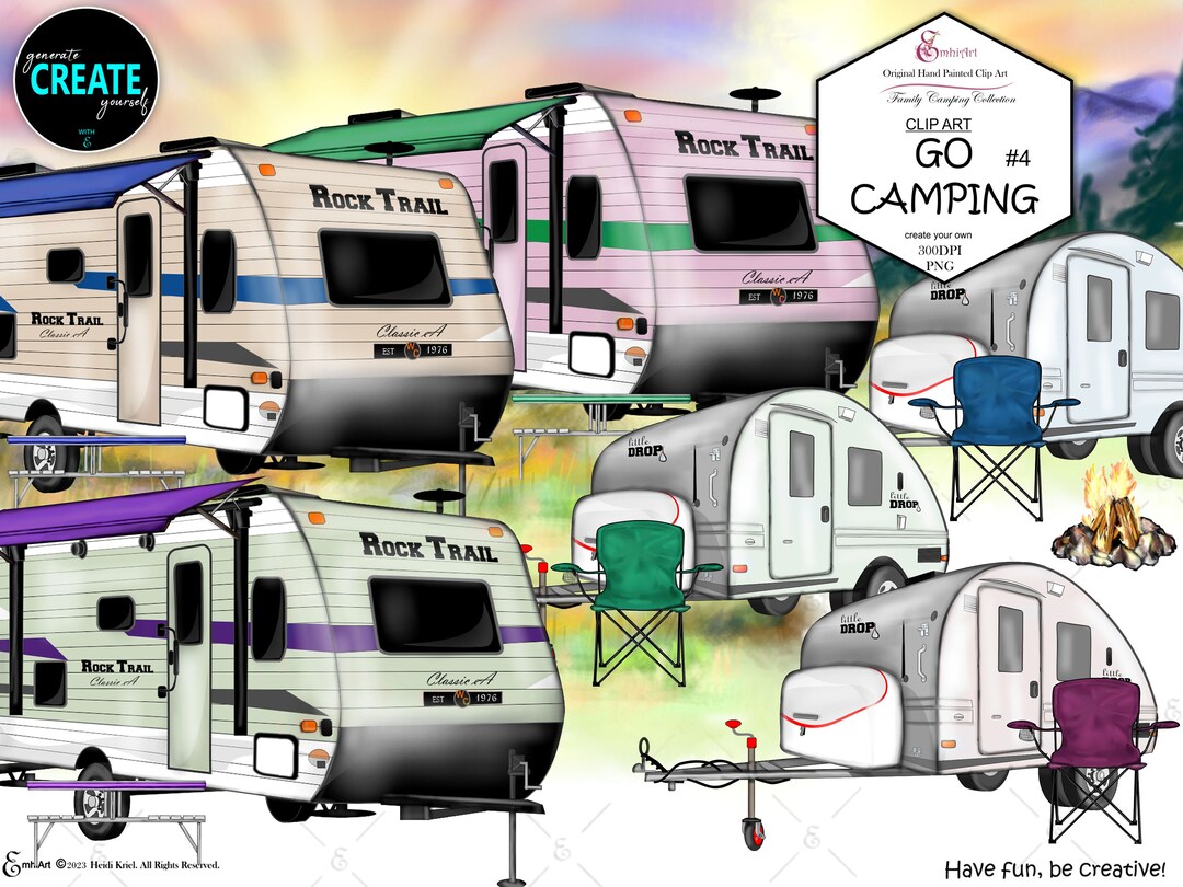 Camper Trailers Go Camping Custom Clipart Bundle. - Etsy