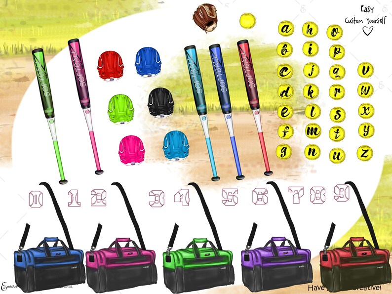 Softball Best Friend Besties Custom Clipart Bundle.custom Hair - Etsy