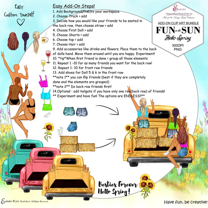 Spring Fun in the Sun Custom Clip Art Pack.best Friend - Etsy