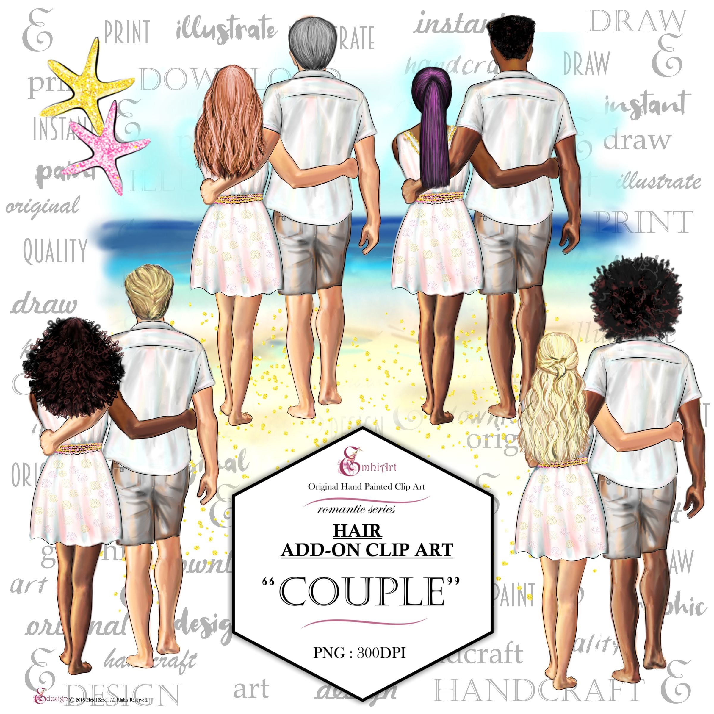 Couples Custom ADD-ON Clip Art2 Skinmultiracialpng 300DPI - Etsy