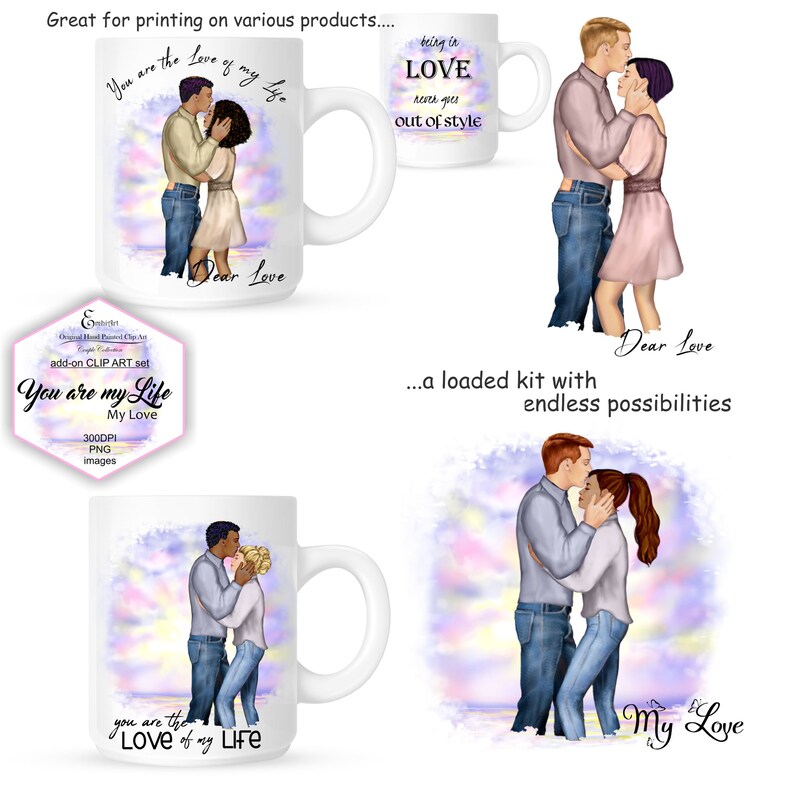 Couple Love Romantic Super Easy Custom Yourself Clipart - Etsy