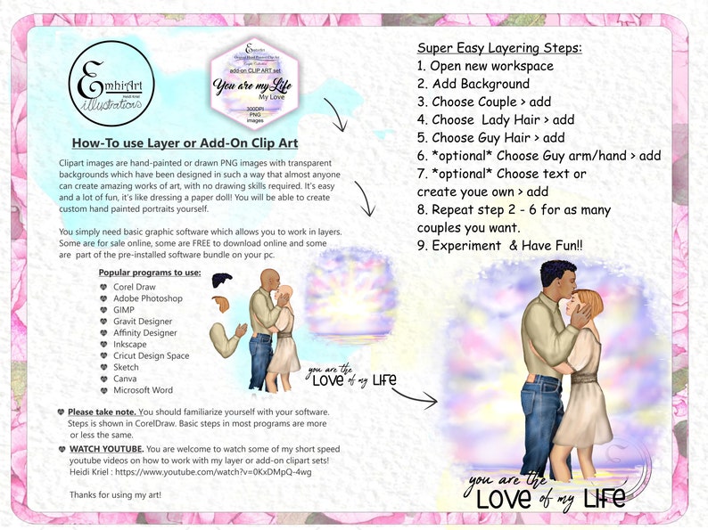 Couple Love Romantic Super Easy Custom Yourself Clipart - Etsy
