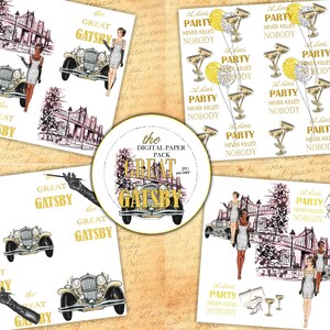 The GREAT Gatsby Digital PAPER BACKGROUND Set of 12 : Instant - Etsy