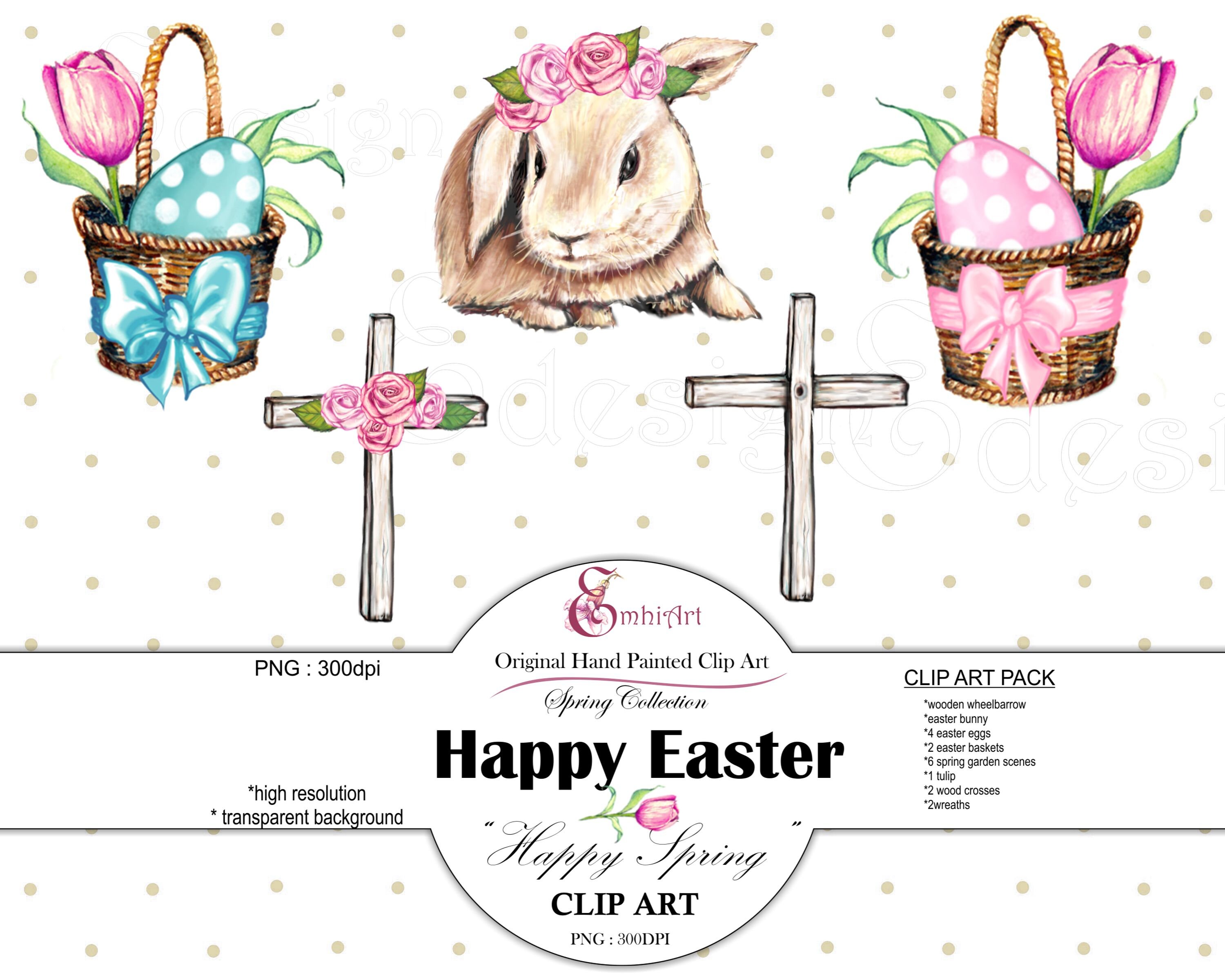 Easter Spring Clip Art Bundle.flowers Easter Eggs Cute - Etsy