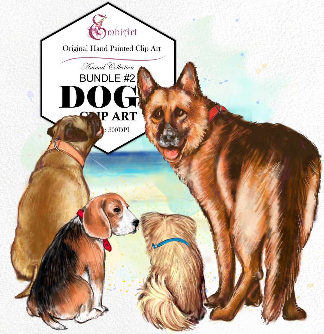 Dog Clip Art Pack. Dog Clip Art Bundle#2. 24 Dogs. Various Dog Breeds ...