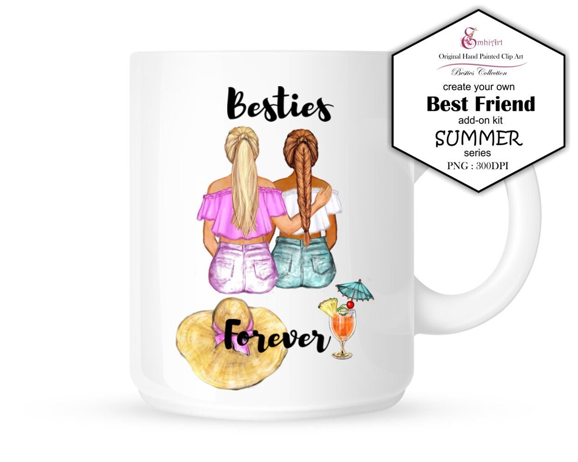 Best Friend clipartCasual SUMMER fashion StyleCustom | Etsy