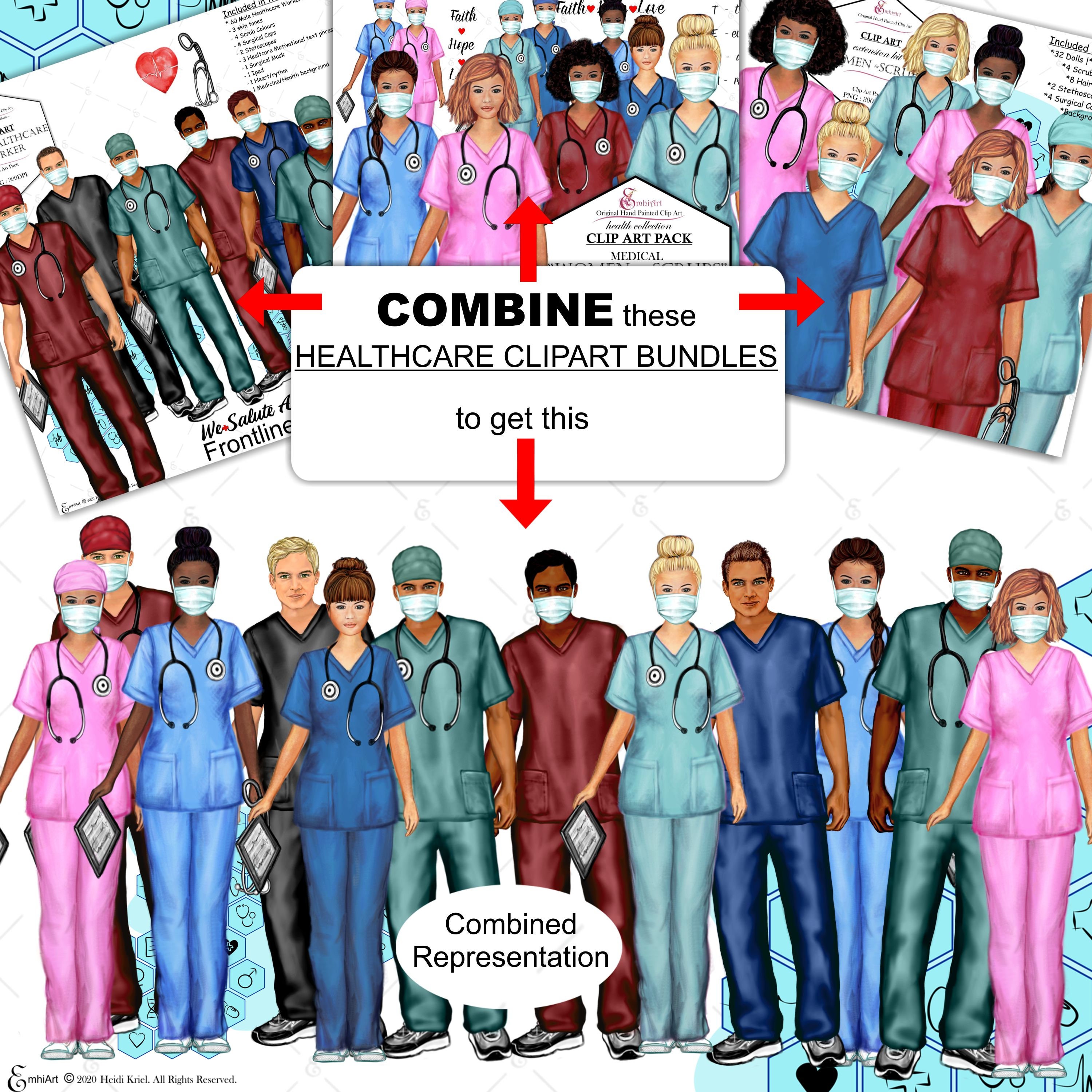 Male Healthcare Worker Nursedoctor in Scrubs Clip Art - Etsy