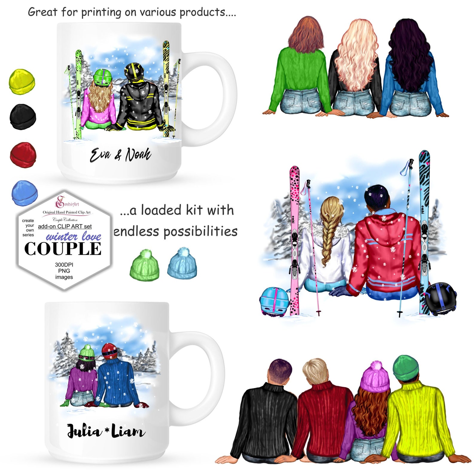 Couple Add on Clip Art Pack.winter Fashion.romantic - Etsy