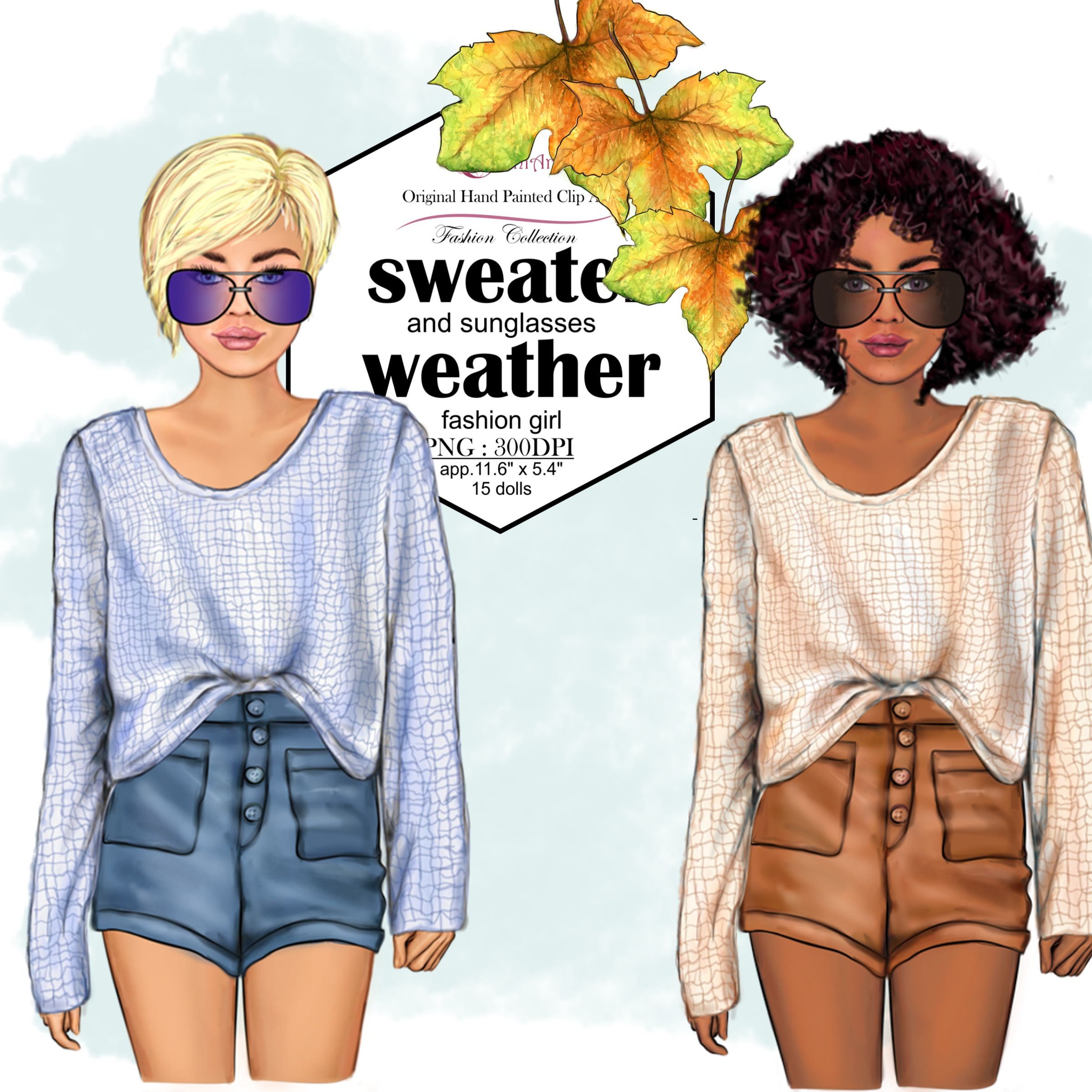 Fashion GIRL Clip Art Set.linen Shorts.custom Clipart. Cool - Etsy