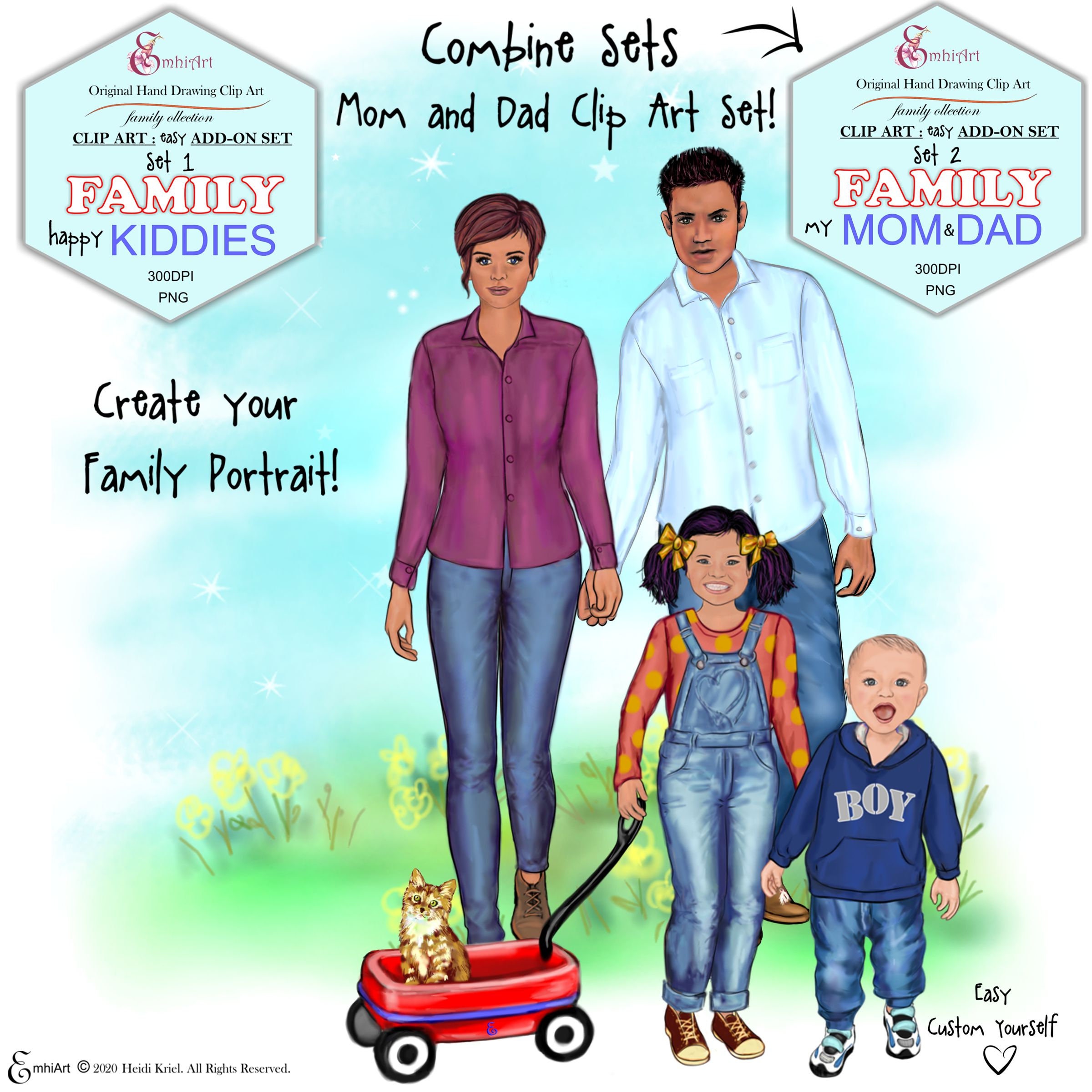 Happy KIDDIES Family Clipart Sets. Add-on Custom Clipart Kit. | Etsy