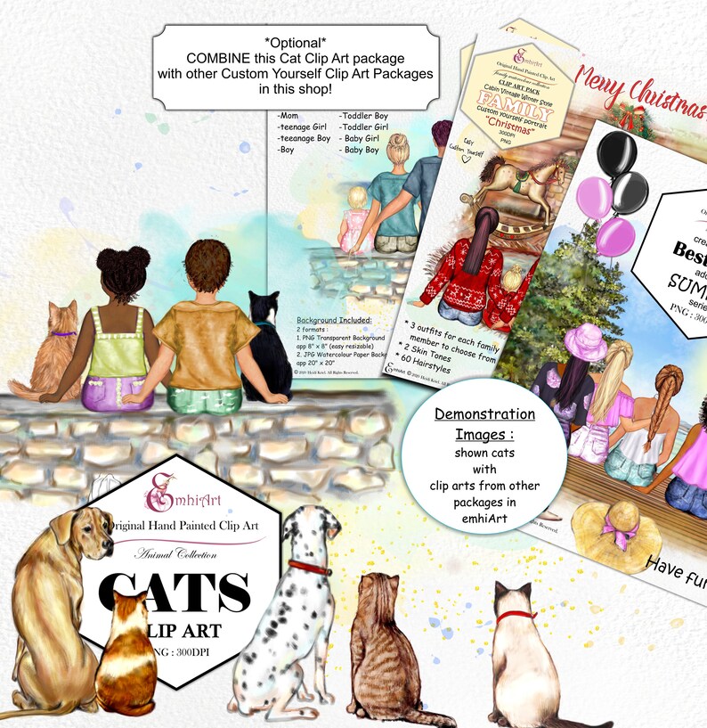 Cat Clipart . Custom Cat Add-on Clip Art Bundle. Different Cat - Etsy