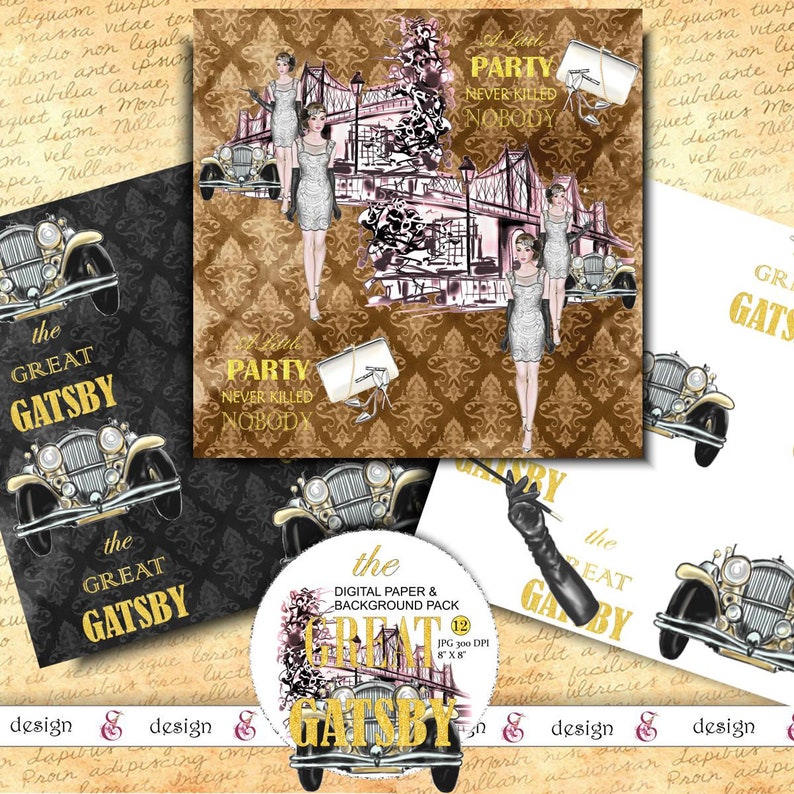 The GREAT Gatsby Digital PAPER BACKGROUND Set of 12 : Instant | Etsy