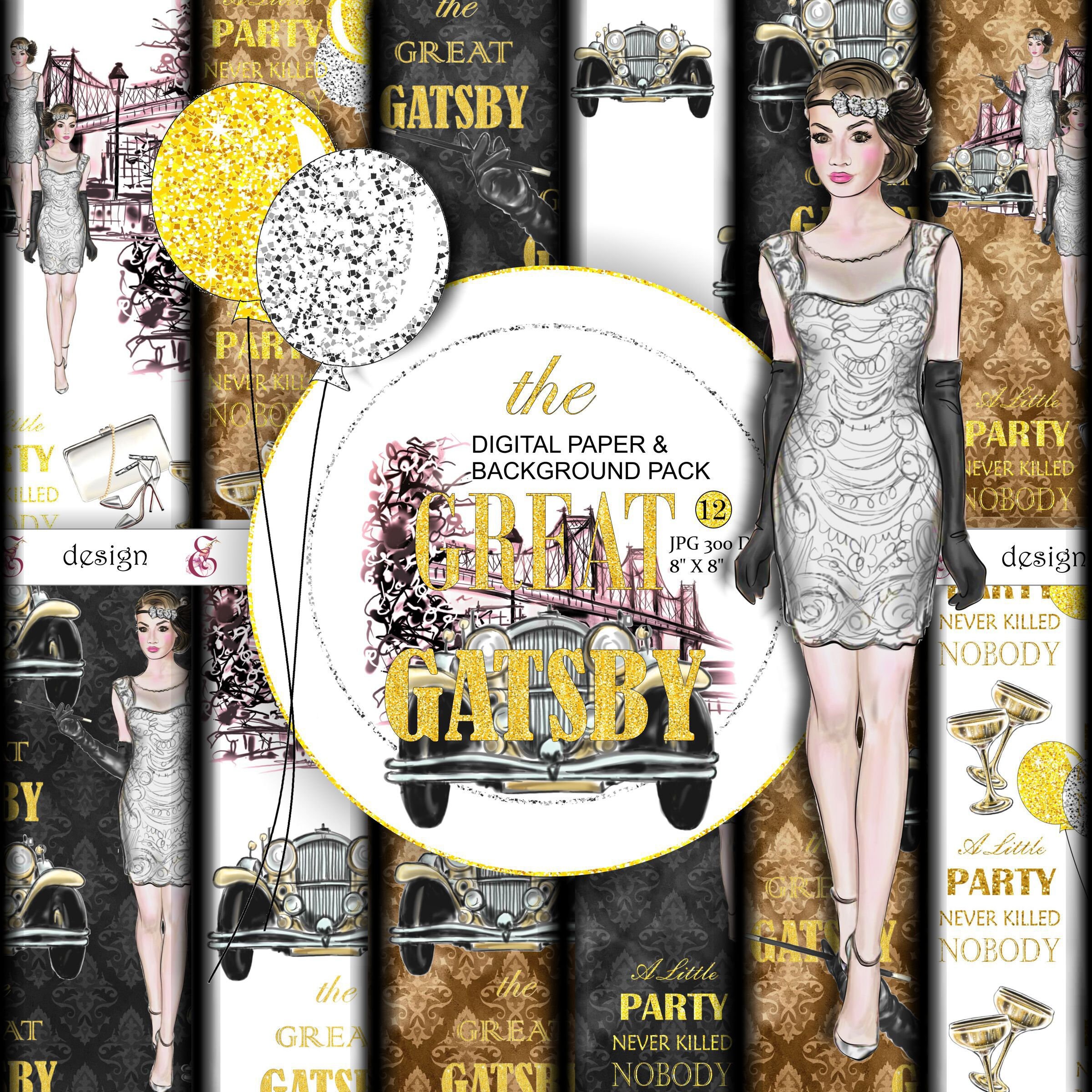 The GREAT Gatsby Digital PAPER BACKGROUND Set of 12 : Instant | Etsy
