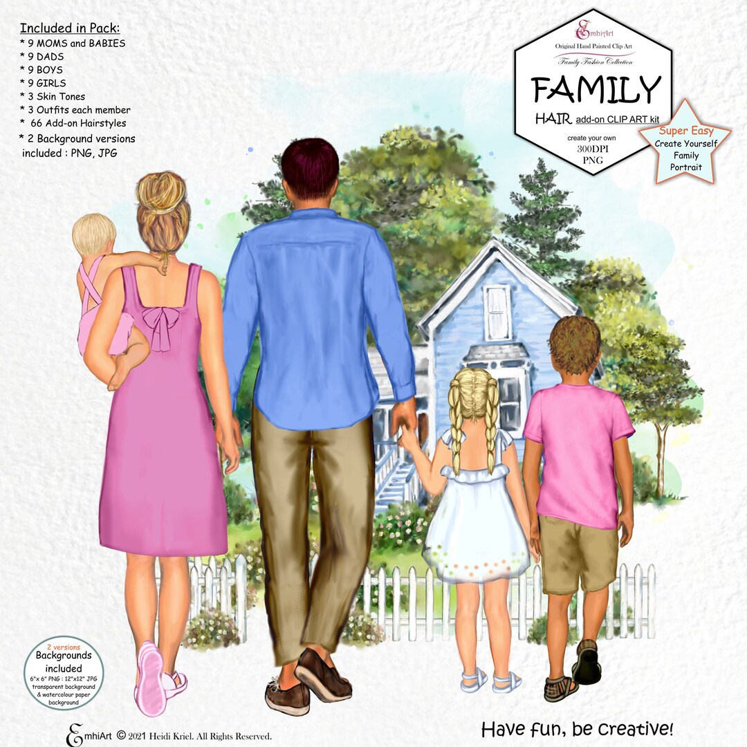 Family Portrait, Family Clip Art Bundle. Custom Yourself Add-on Clipart ...