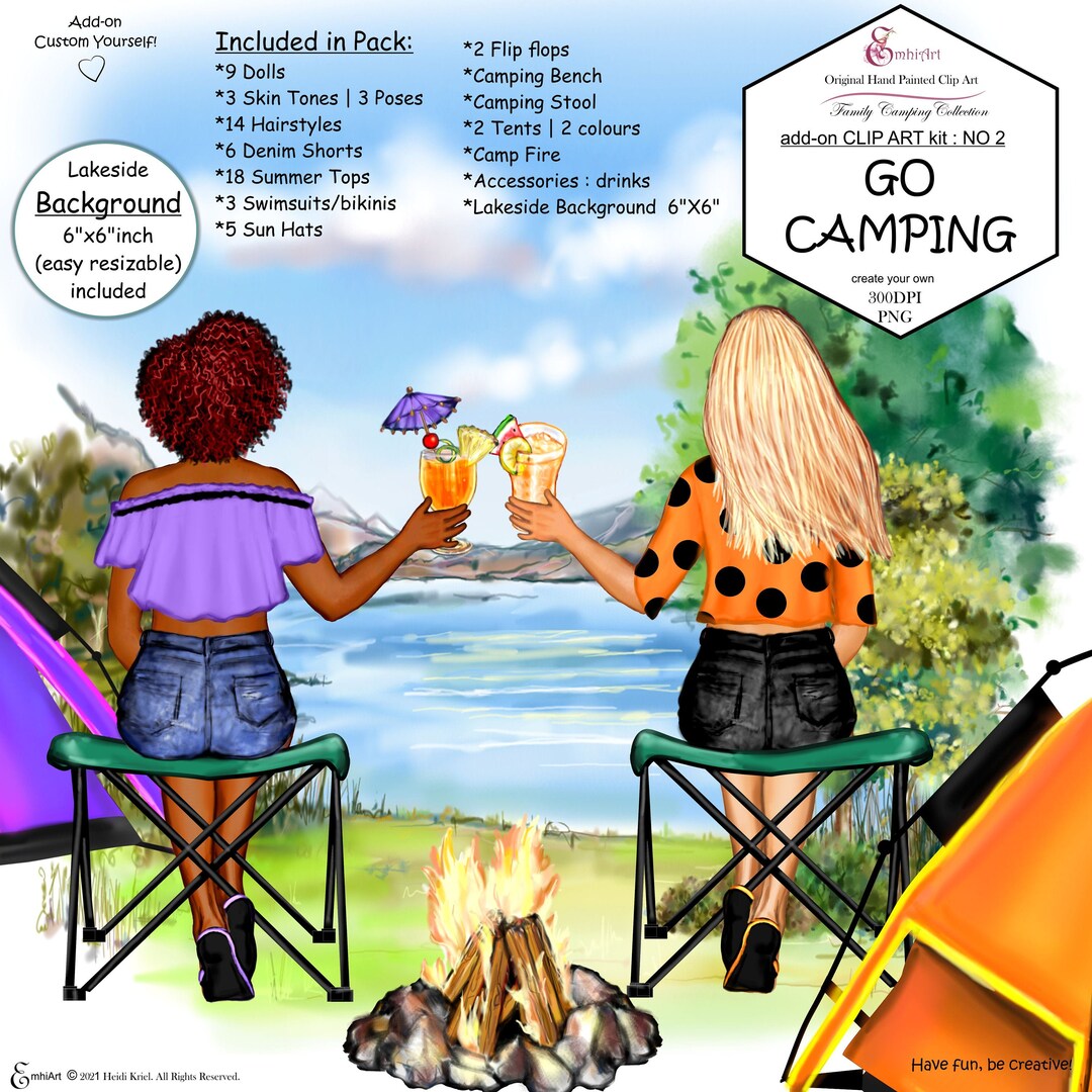Summer Girls Custom Add-on Clip Art Pack .best Friend.camping,fashion ...