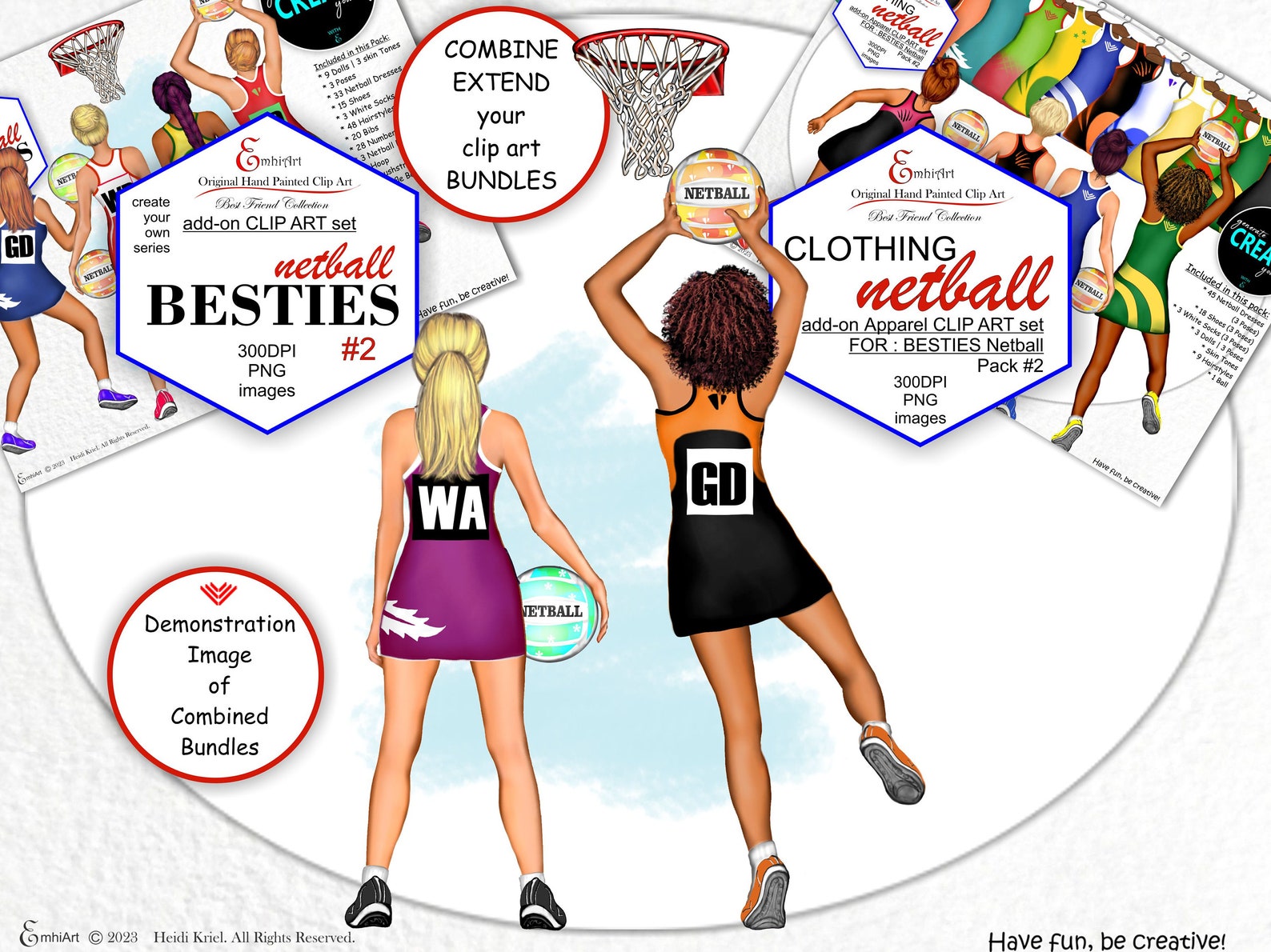 Netball Sport Best Friend Custom Clipart Bundle 2. Custom Dress, Skin ...
