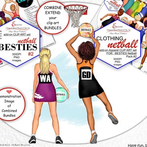 Netball Sport Best Friend Custom Clipart Bundle #2. Custom Dress, Skin ...