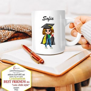 Chibi Cute Graduation Custom Clipart Bundle.cute Hairstyles, 3 Skin ...