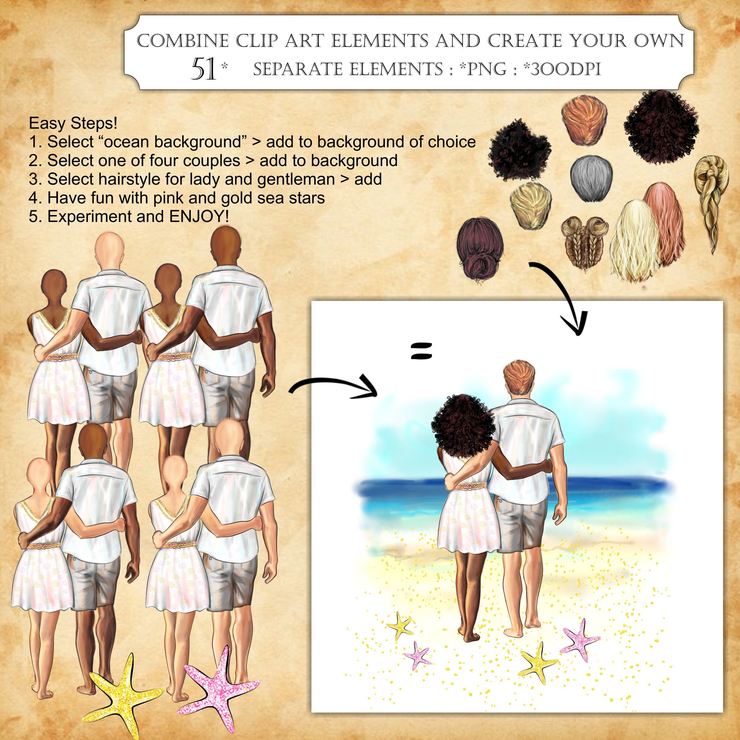 Couples Custom ADD-ON Clip Art2 Skinmultiracialpng 300DPI - Etsy