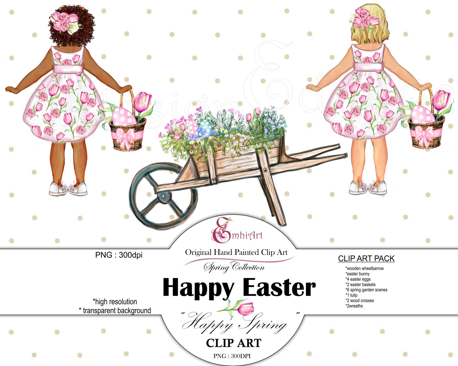 Easter Spring Clip Art Bundle.flowers Easter Eggs Cute - Etsy