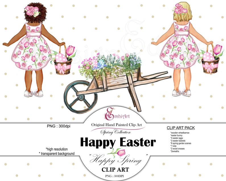 Easter Spring Clip Art Bundle.flowers Easter Eggs Cute - Etsy