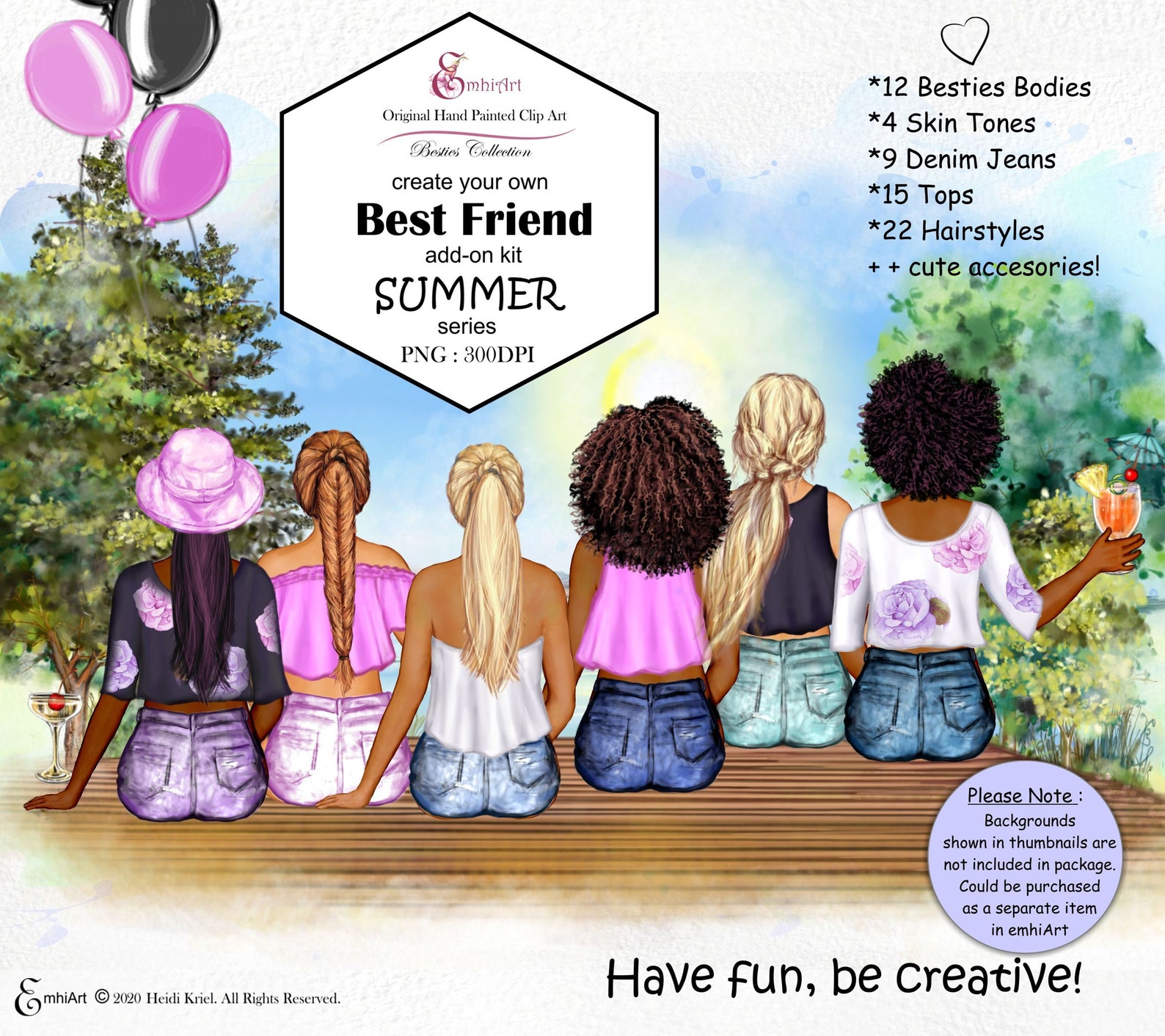 Best Friend Clipartcasual SUMMER Fashion Stylecustom - Etsy