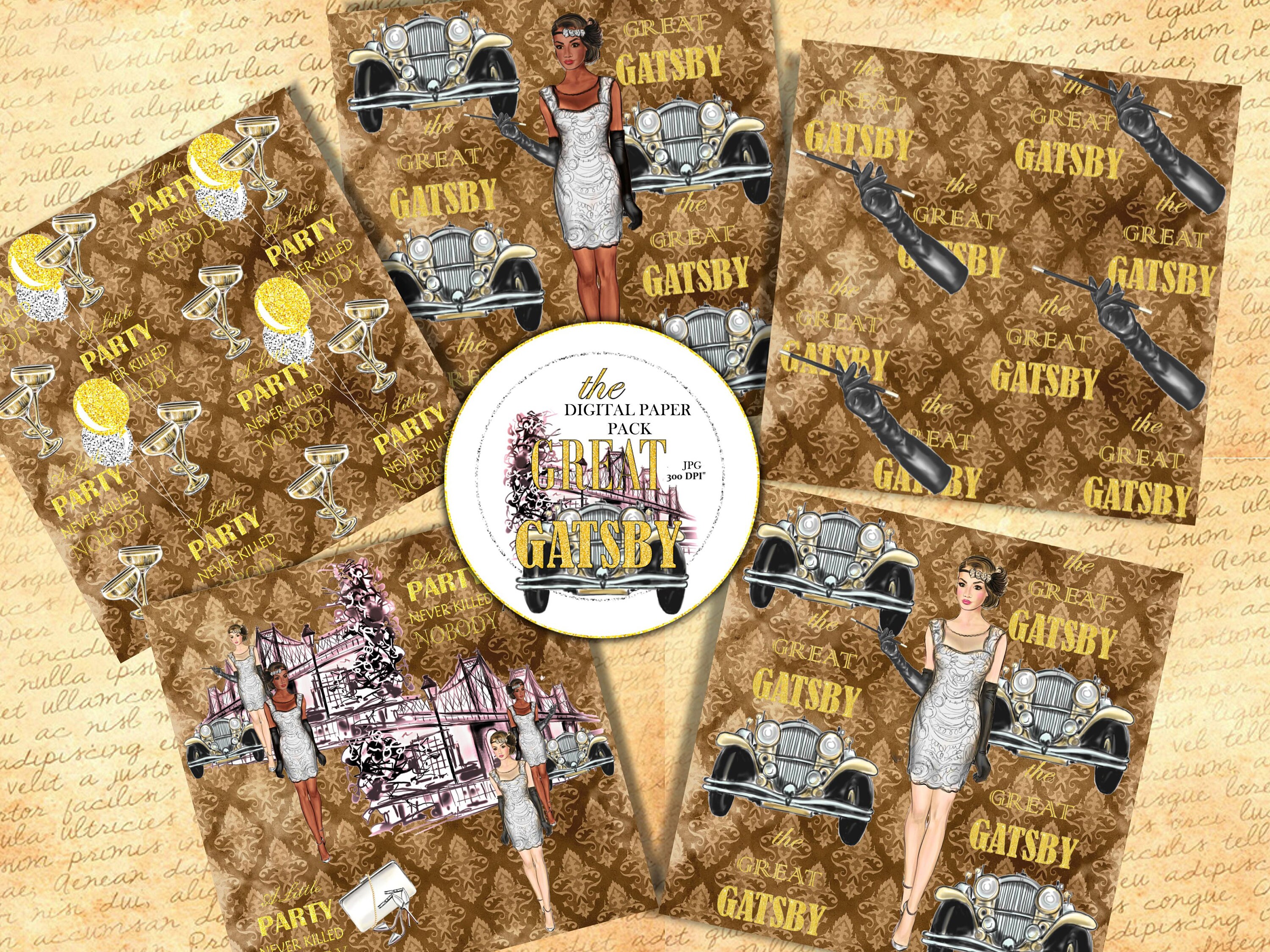 The GREAT Gatsby Digital PAPER BACKGROUND Set of 12 : Instant - Etsy