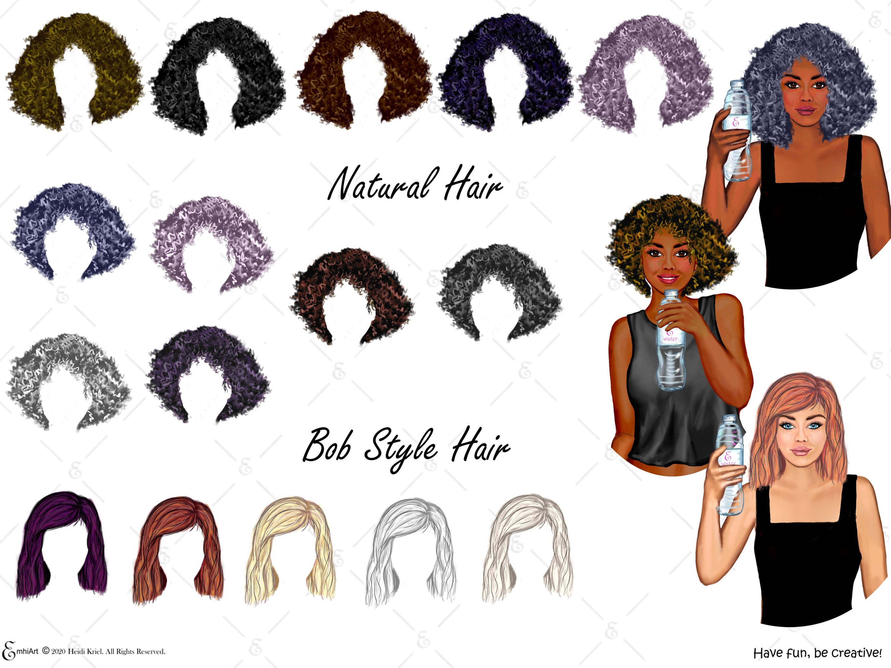 Hair Custom Clipart Bundle. Extend Go Camping Add-on HAIR Kit. - Etsy