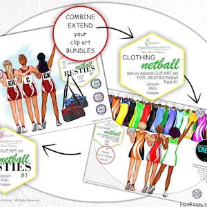 NETBALL Best Friend Apparel Clothing Mainly Add on Clipart Bundle for ...