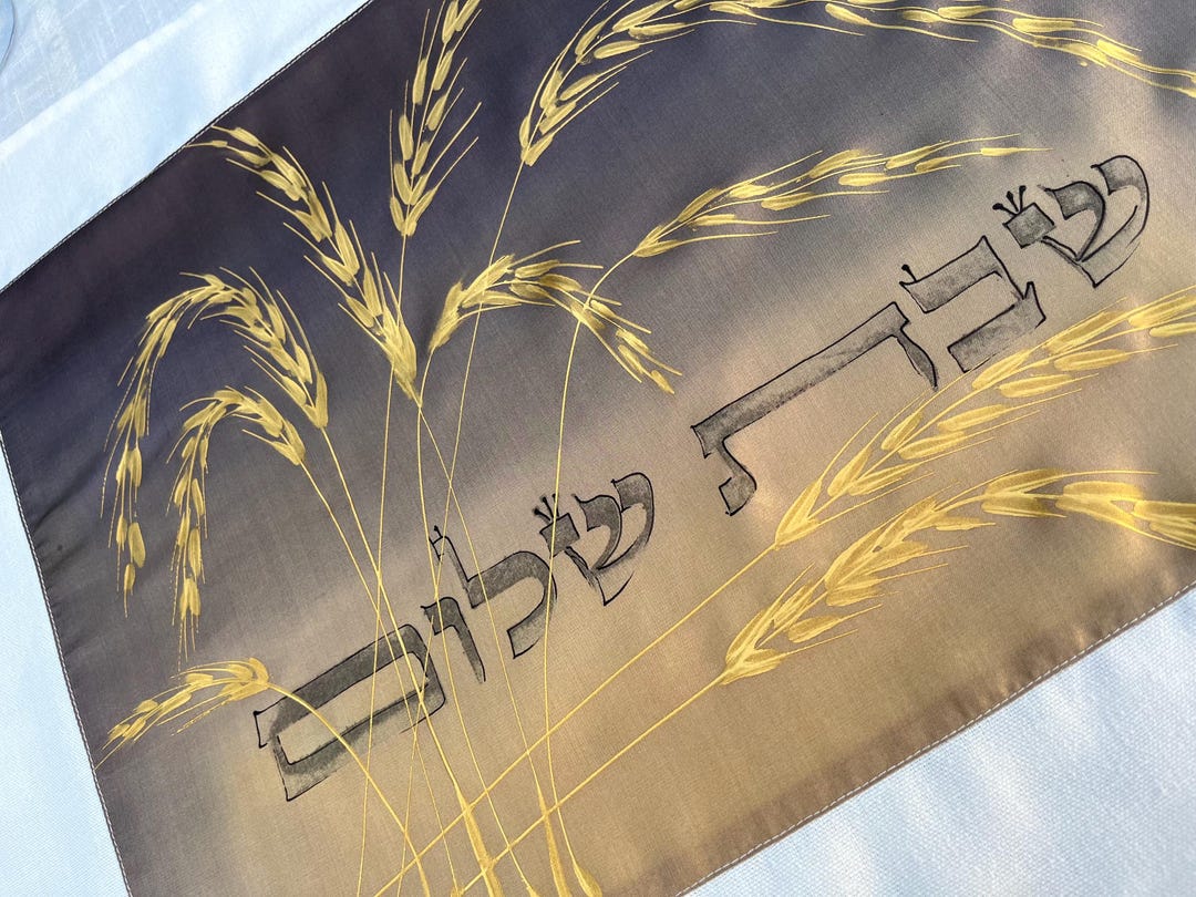 Shabbat Shalom-grays and Browns Natural Colors With Gold Wheat Painting ...