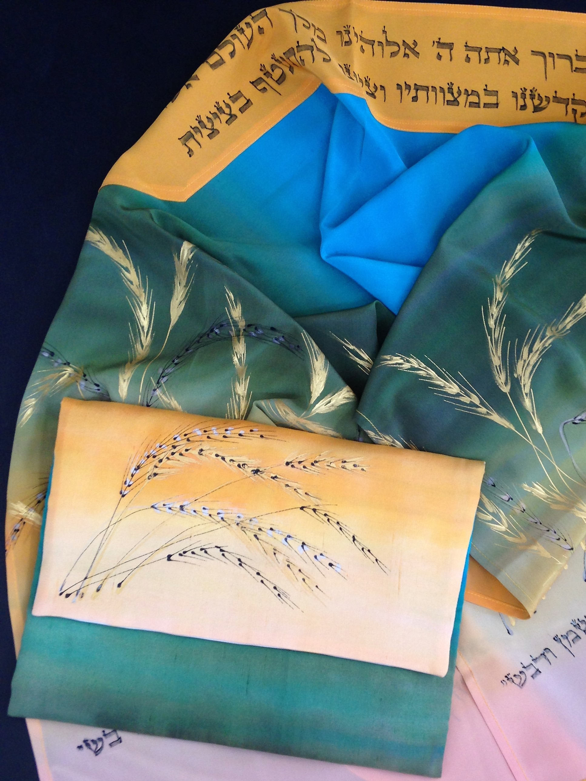 Golden Wheat Hand Painted Womens Prayer Shawl. on the Background Colors ...