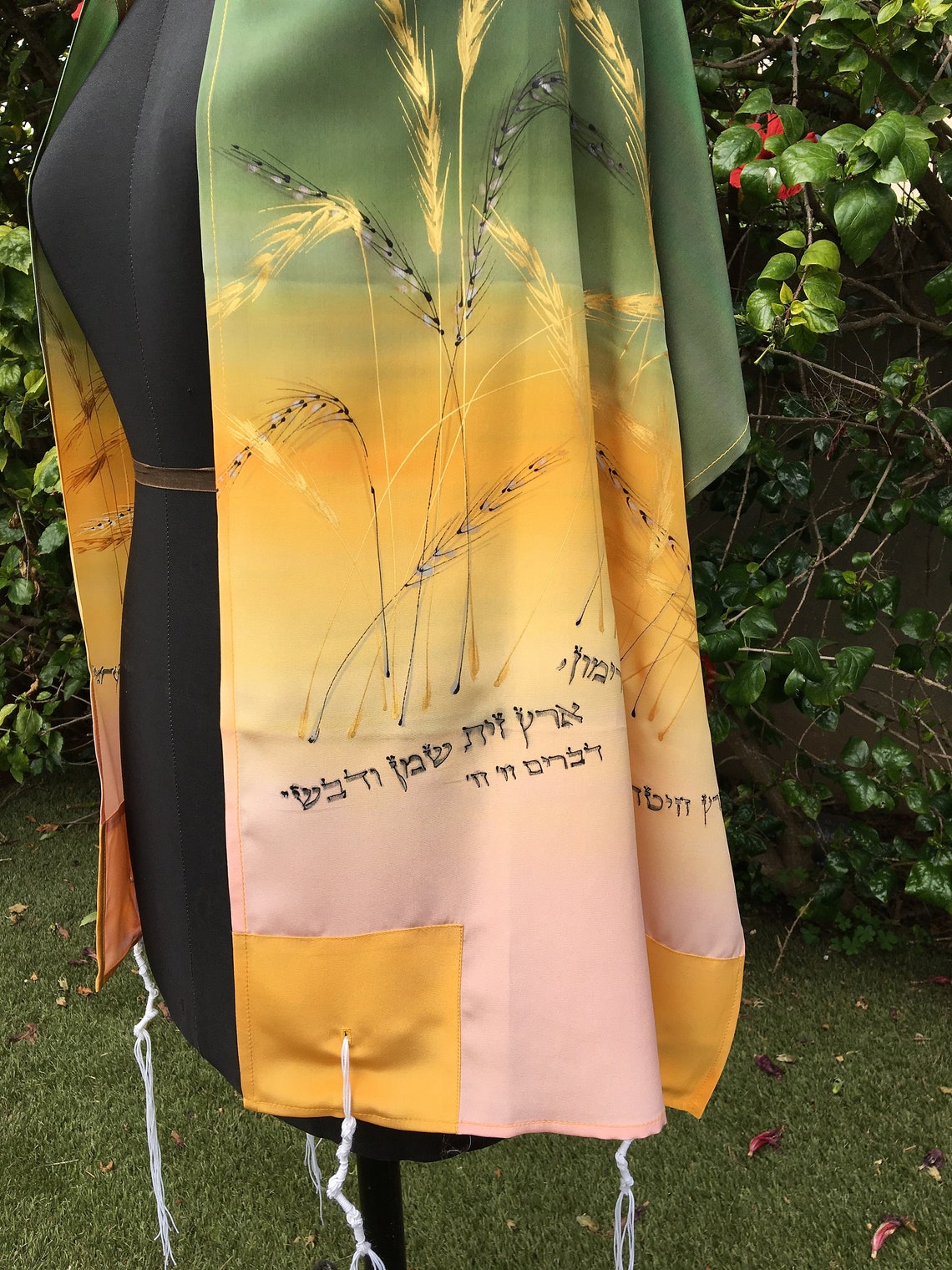 Golden Wheat Hand Painted Womens Prayer Shawl. on the Background Colors ...