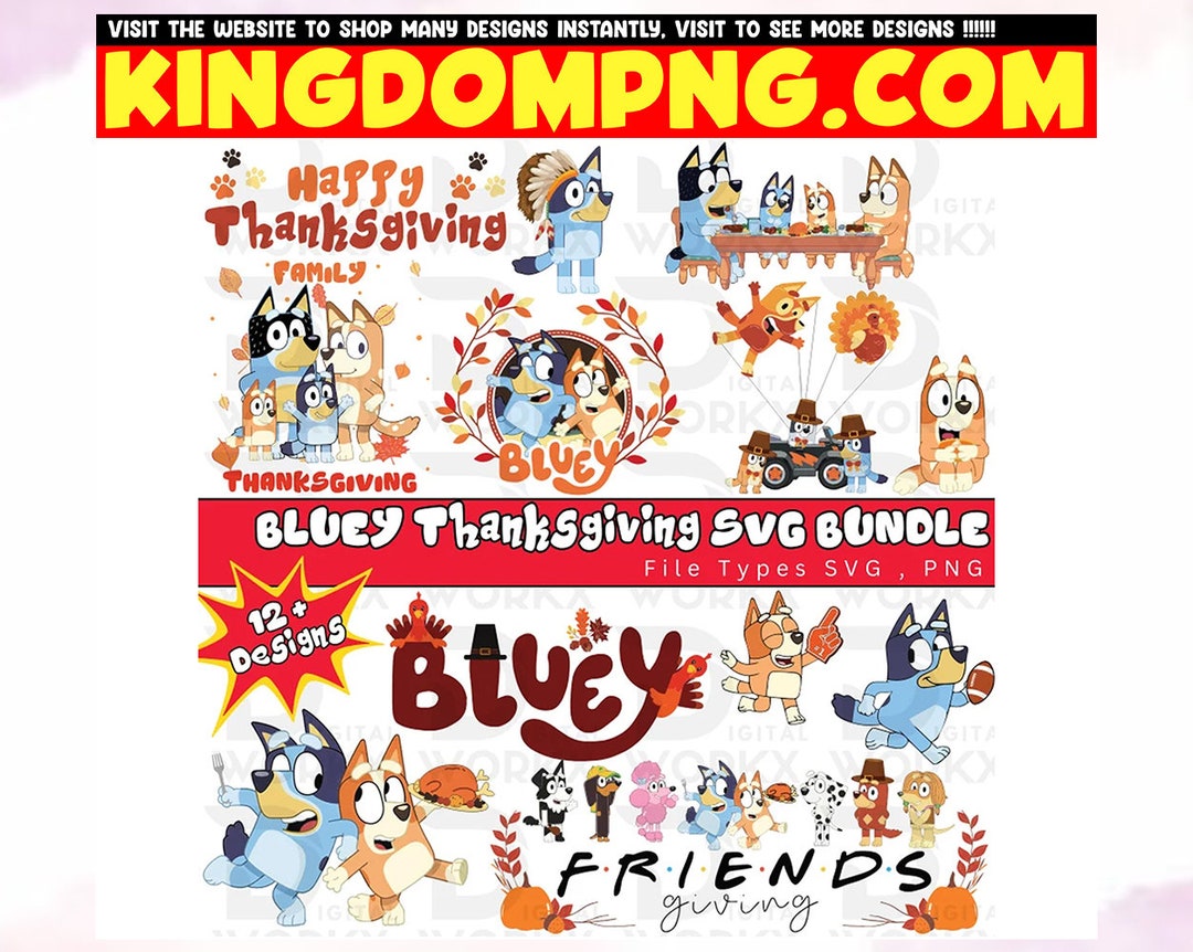 Thanksgiving Blue Dog Svg Thanksgiving Bluey Dog Turkey - Etsy
