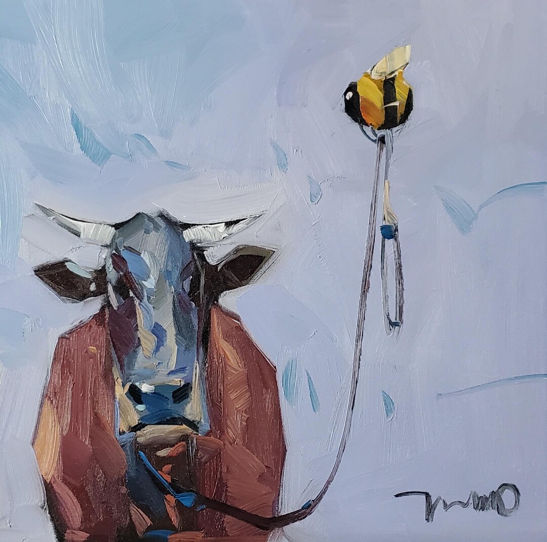 Angus Black Cow Portrait Art PRINT by Impressionist Artist Jose ...