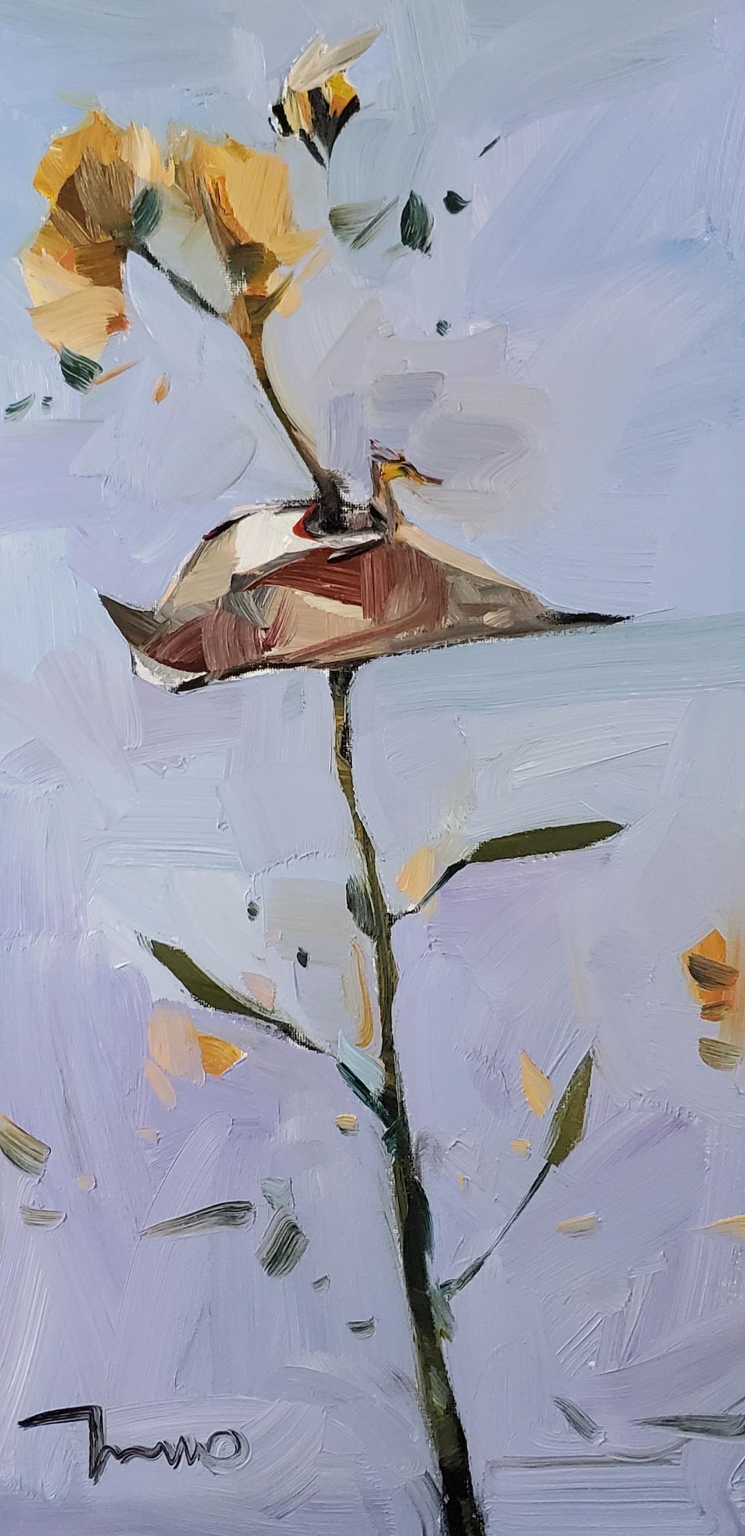 12x24 Vertical Dead Bird Art PRINT of an Oil Painting by Artist Jose ...