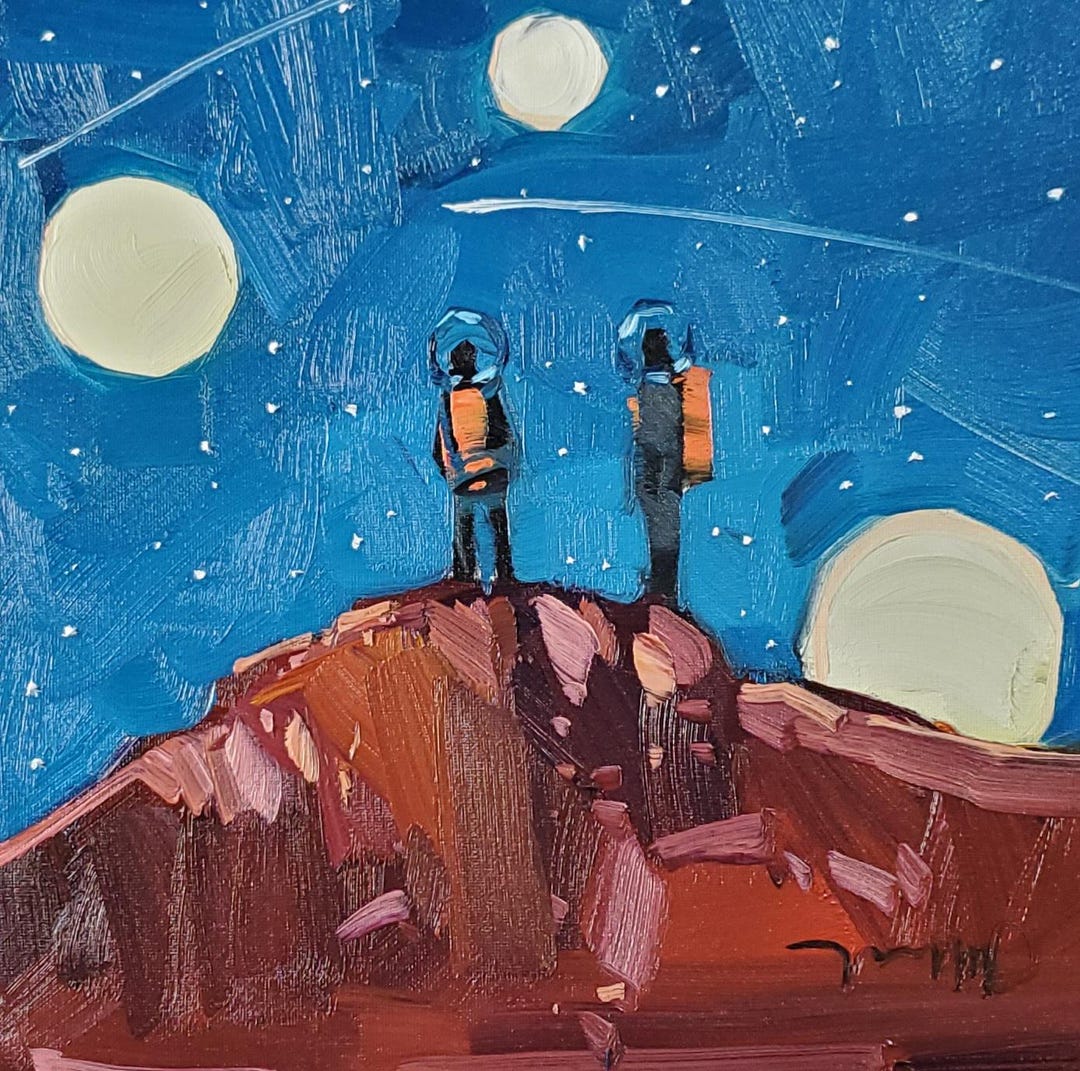 Space Figures Moons Planets Art PRINT of Painting by Artist Jose ...