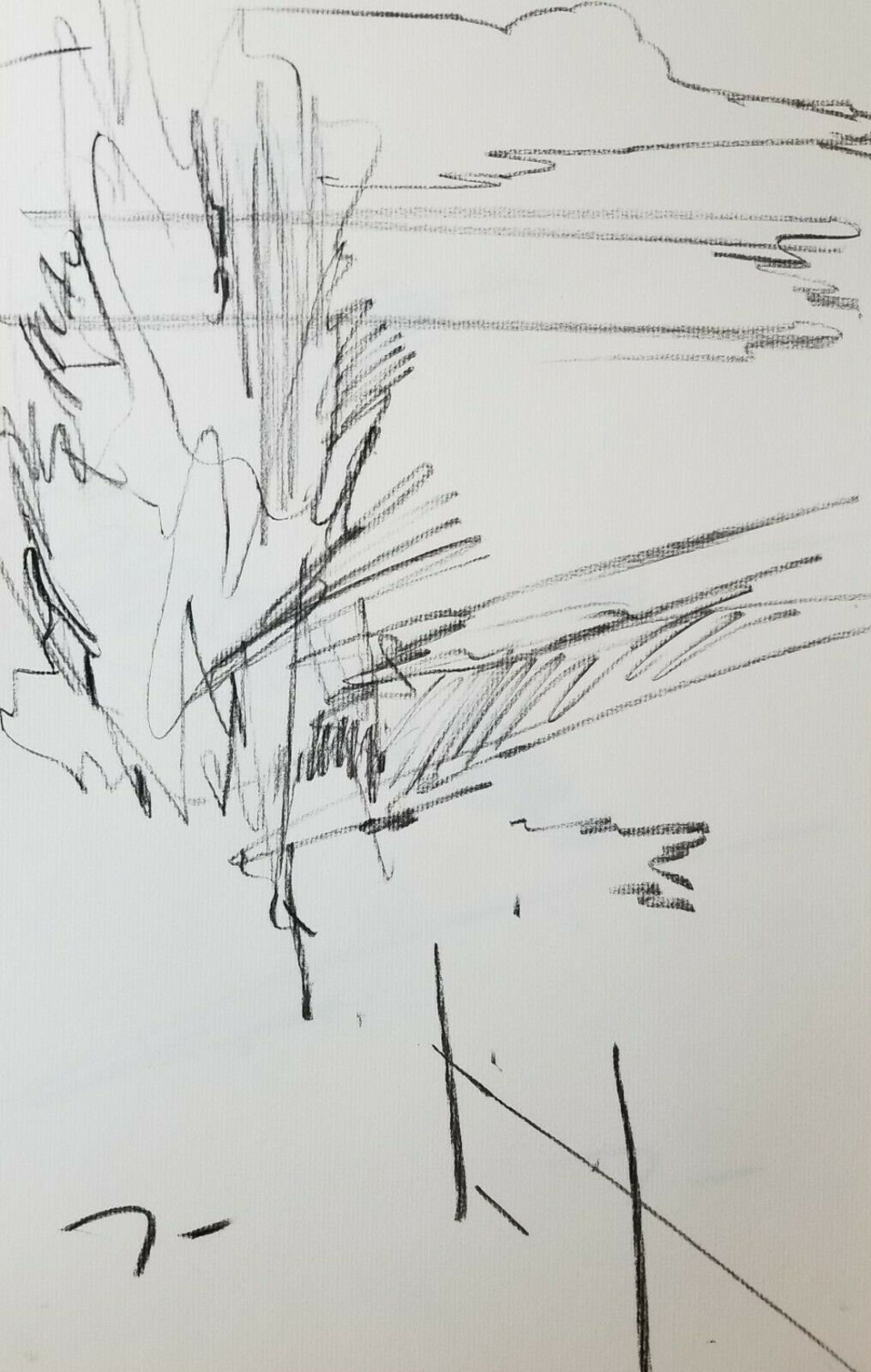 JOSE TRUJILLO - Ranch Landscape ORIGINAL Charcoal Paper Sketch Drawing ...