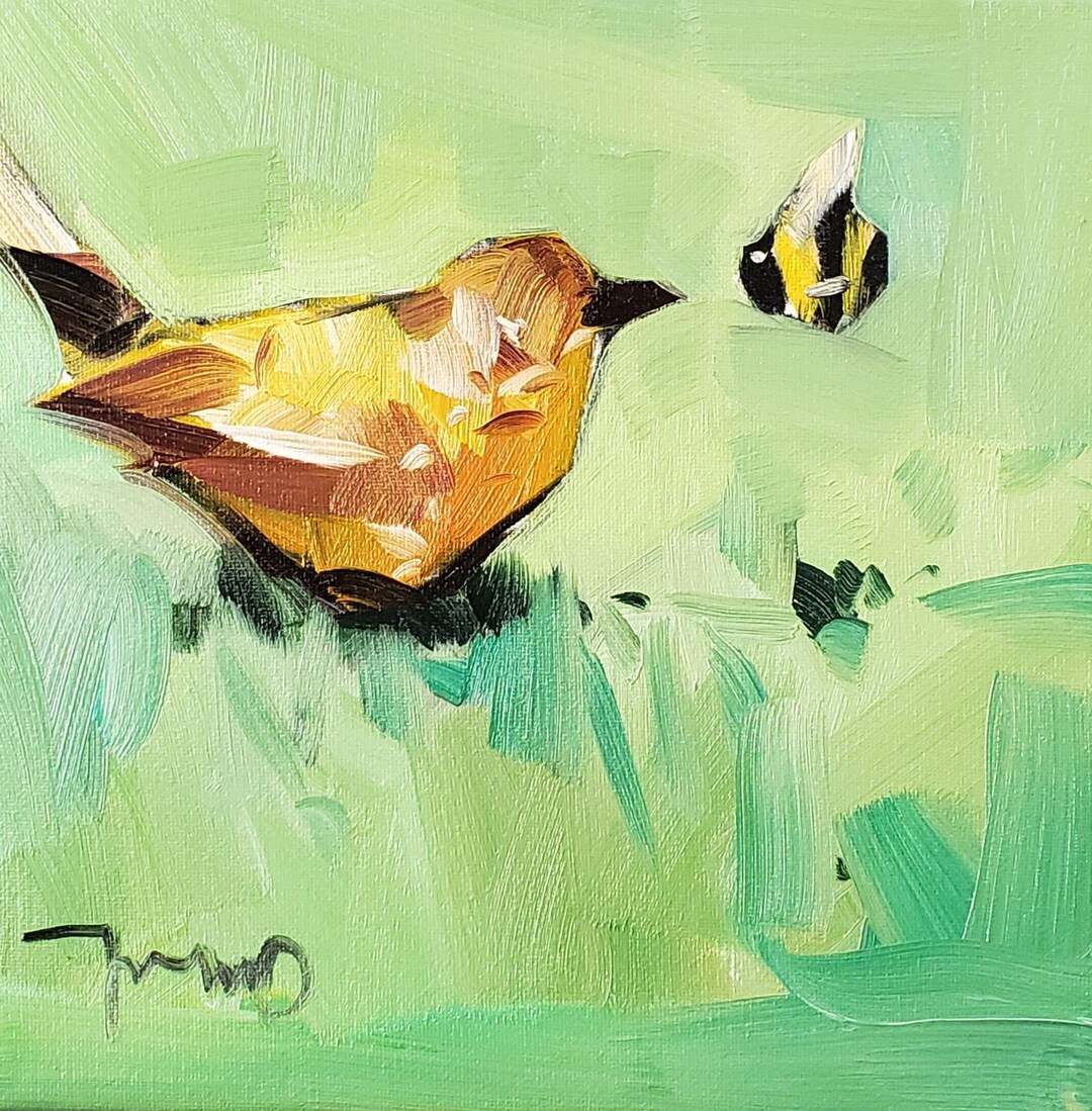 Gold Color Finch Bird Art PRINT by Collectible Artist Jose Trujillo - Etsy