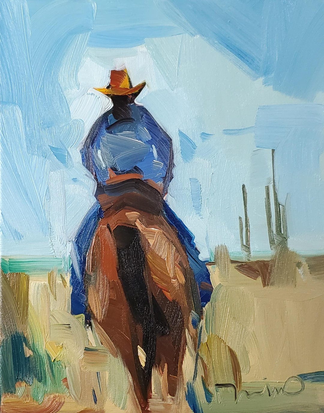 Western Cowboy on Horseback Art PRINT of Artwork by Artist Jose ...