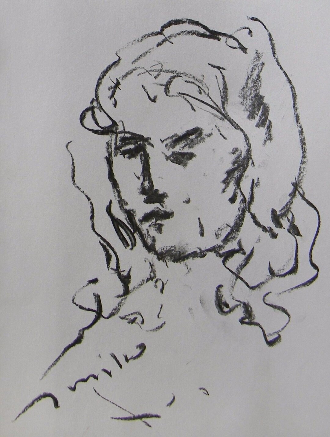 Jose Trujillo Modern Expressionism Original Charcoal Drawing Girl ...