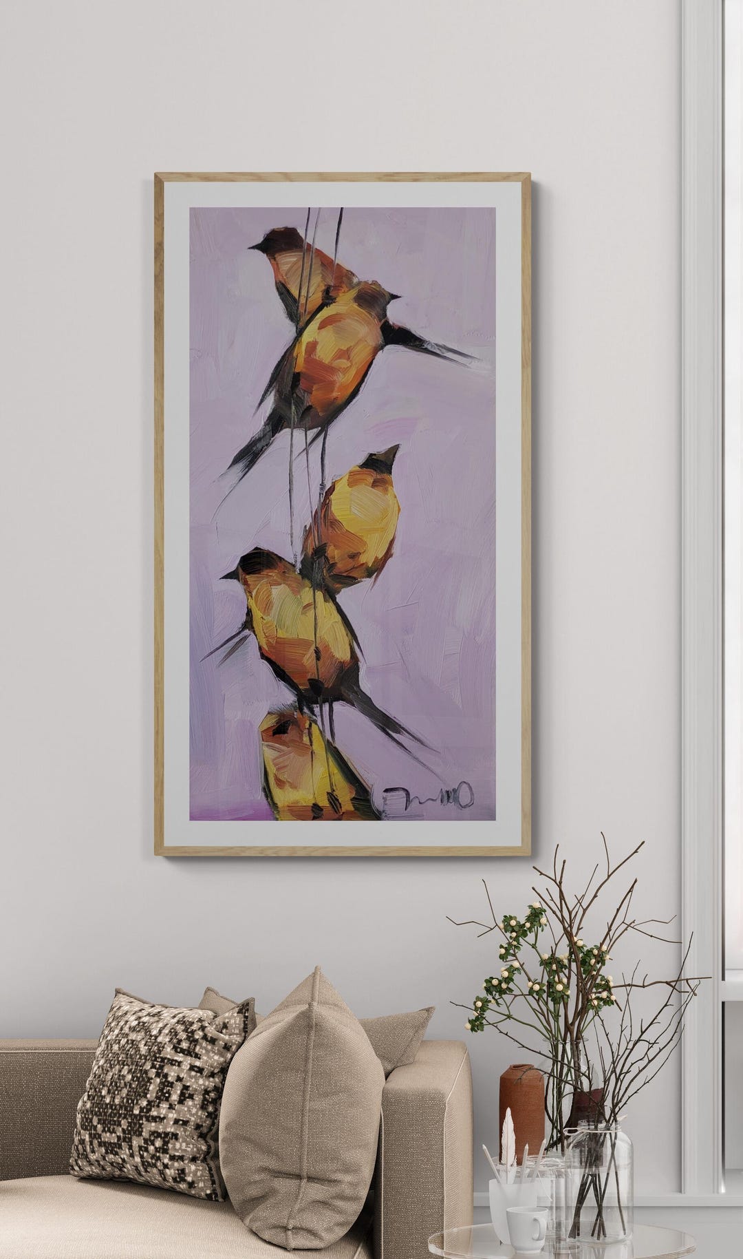 Jose Trujillo Large 24x48" Canvas Print Modern Wall Art Painting Yellow ...