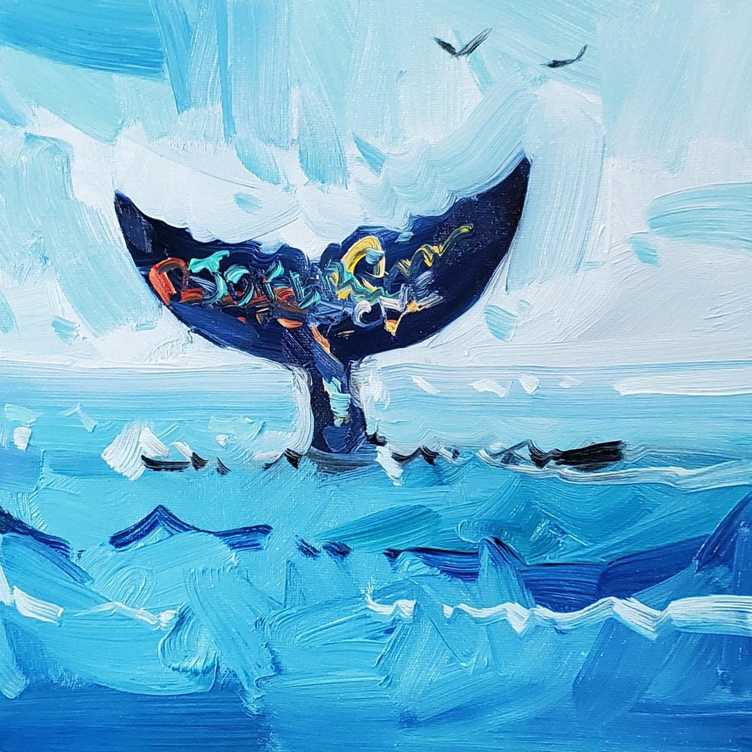 Graffiti Whale Art Canvas PRINT of a Oil Painting 16x16 - Etsy