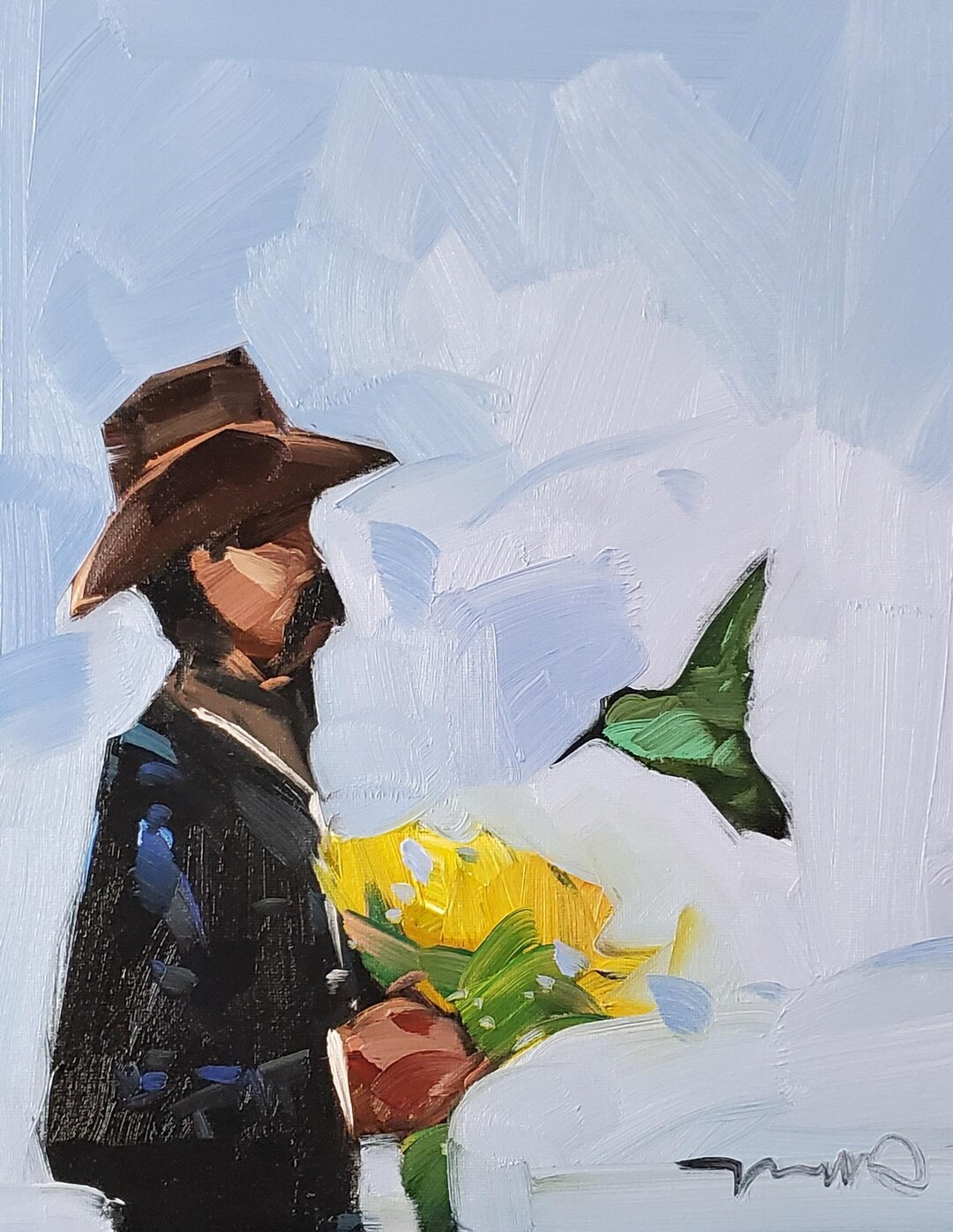 Old Cowboy Flowers Hummingbird Art PRINT by Modern Artist Jose Trujillo ...