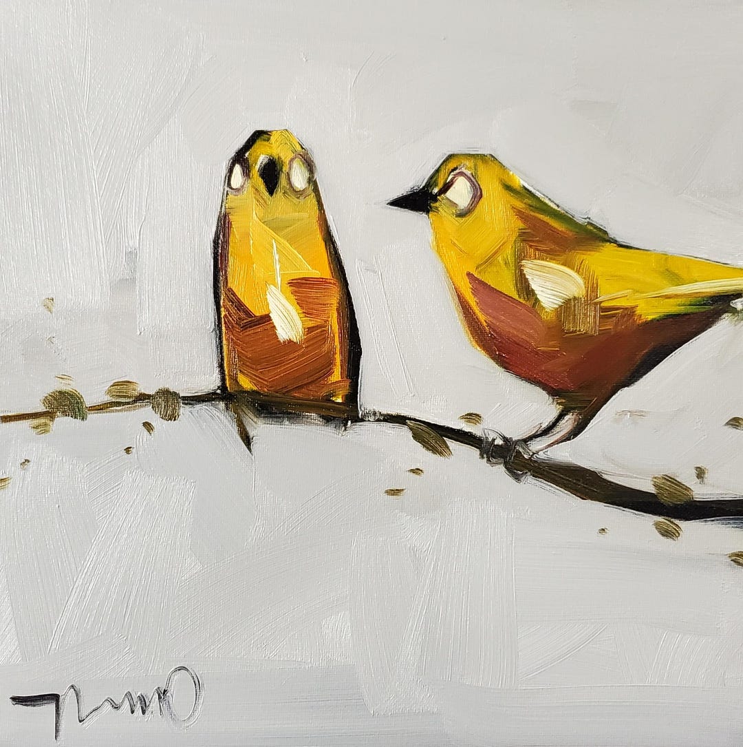 Two Goldfinch Birds Art PRINT of Oil Painting by Artist Jose TRUJILLO ...